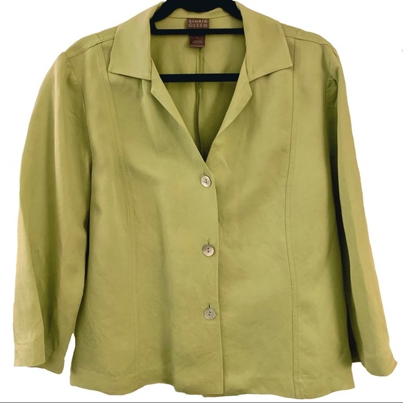 Sigrid Olsen | Tops | Sigrid Olsen Green Linen Blazer Size Xl | Poshmark